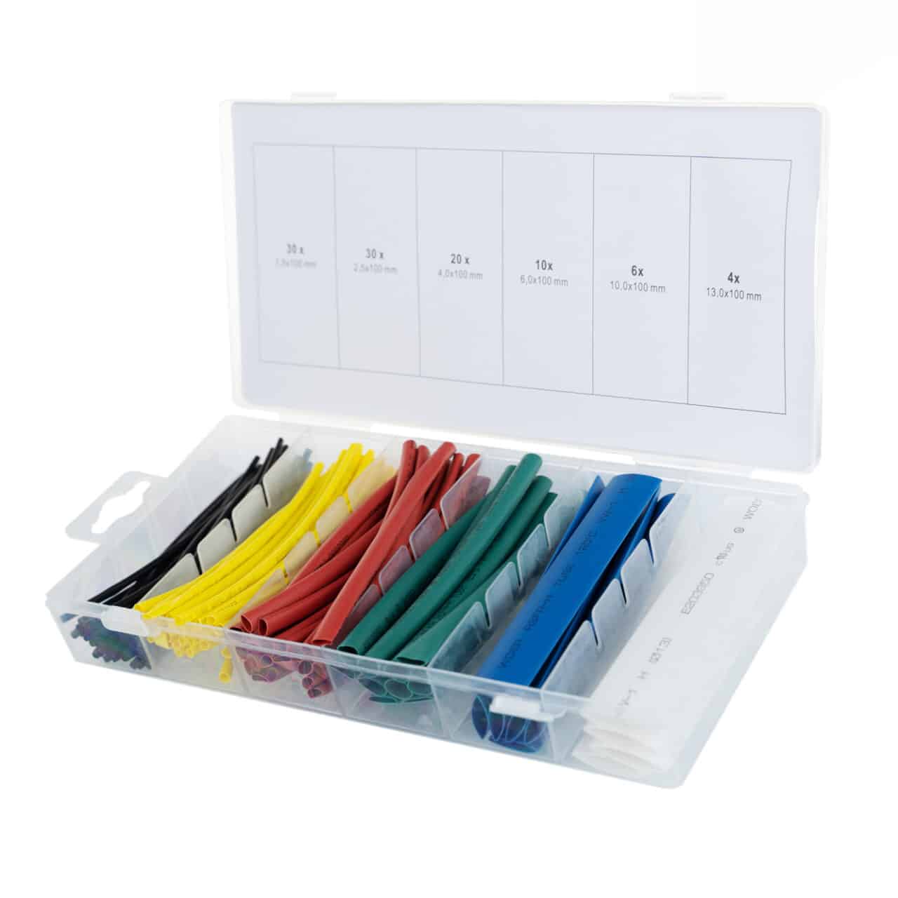 Krympeflex Sortiment, 100-dele sæt i kasse, krympeflex, forskellige ...